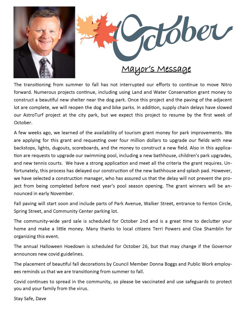 Mayor's Message - City of Nitro